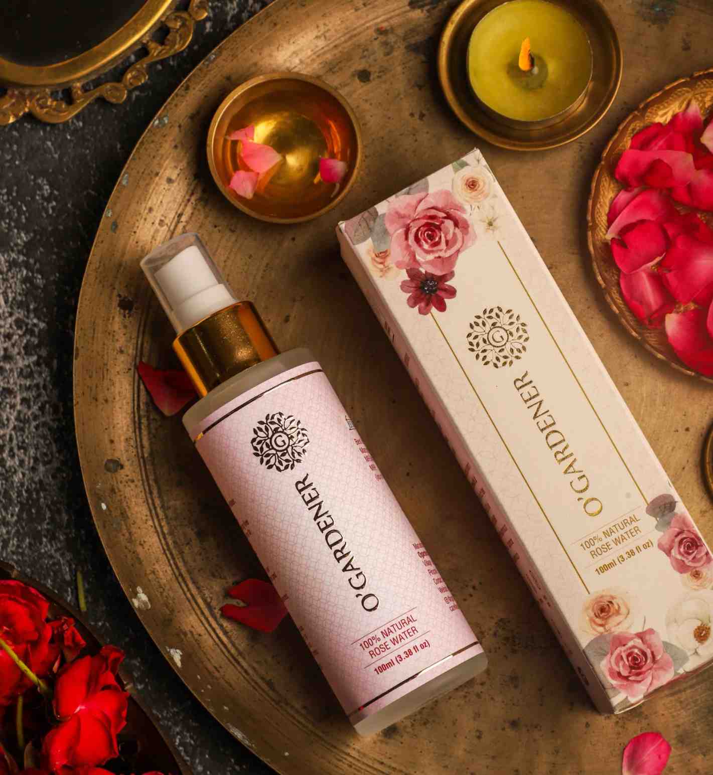 Edible Rose Water by O'Gardener | 100 ml Glass Spray Bottle